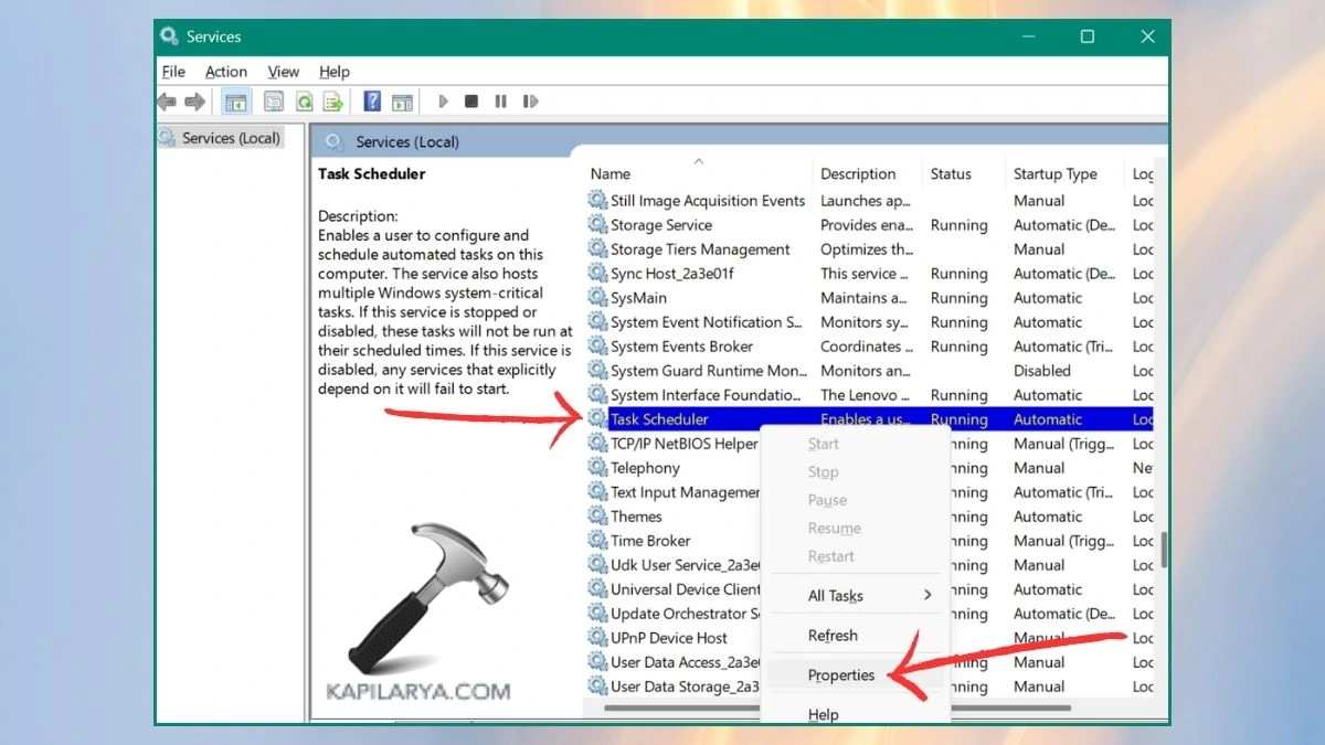 Služba Service Task Scheduler Service neteží na Windows 11/10 ...